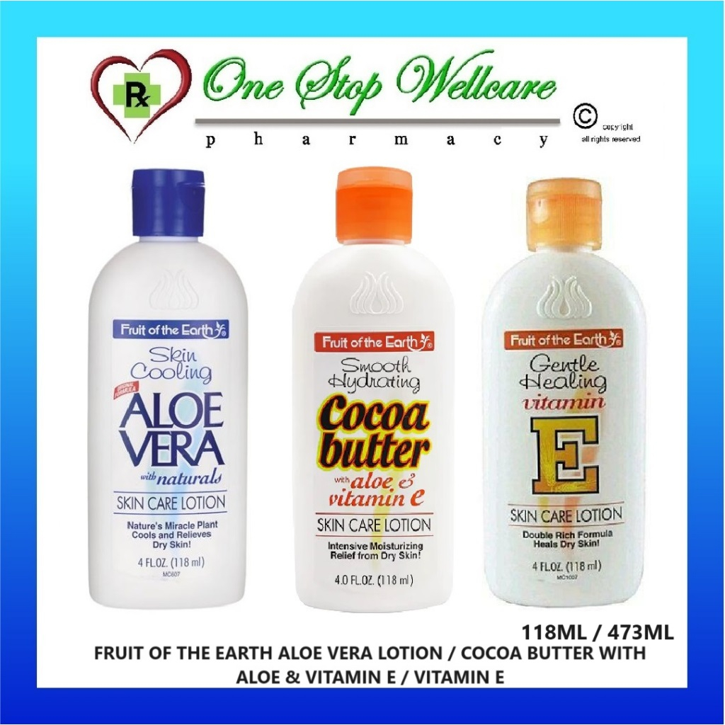 FRUIT OF THE EARTH ALOE VERA / COCOA BUTTER WITH ALOE & VITAMIN E / VITAMIN E SKIN CARE LOTION ...