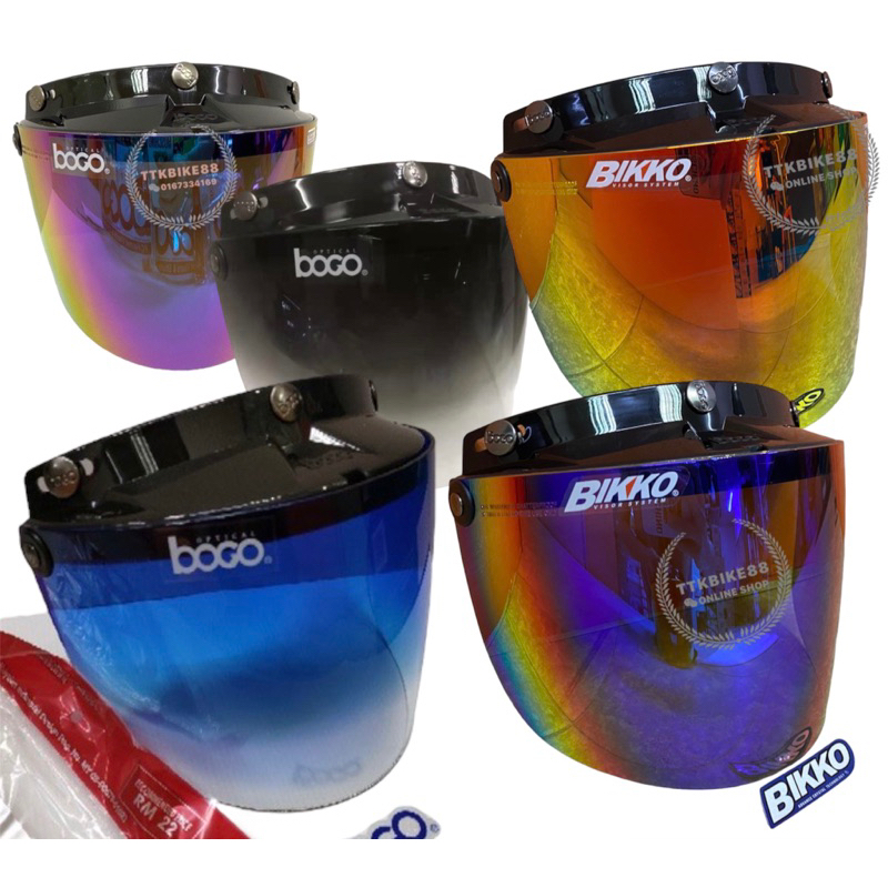 HELMET VISOR 3-BUTTON BOGO CRYSTAL BLUE GOLD 2-TONE RAINBOW TO MHR SGV ...