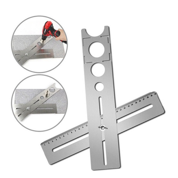 MKR Adjustable Stainless Steel Tile Hole Locator Ruler | Marking ...