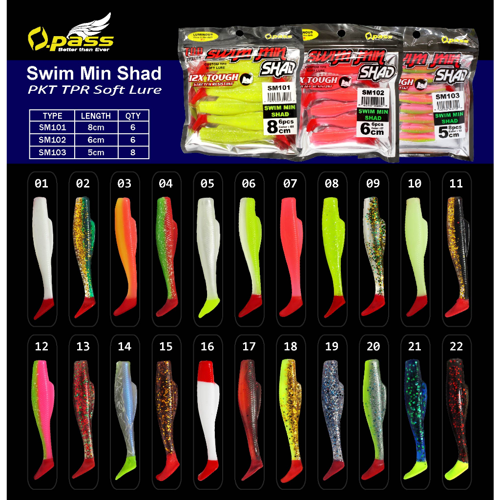 (PART 1) OPASS Soft plastic SWIM MIN SHAD TPR Soft Bait 5cm 6cm 8cm ...