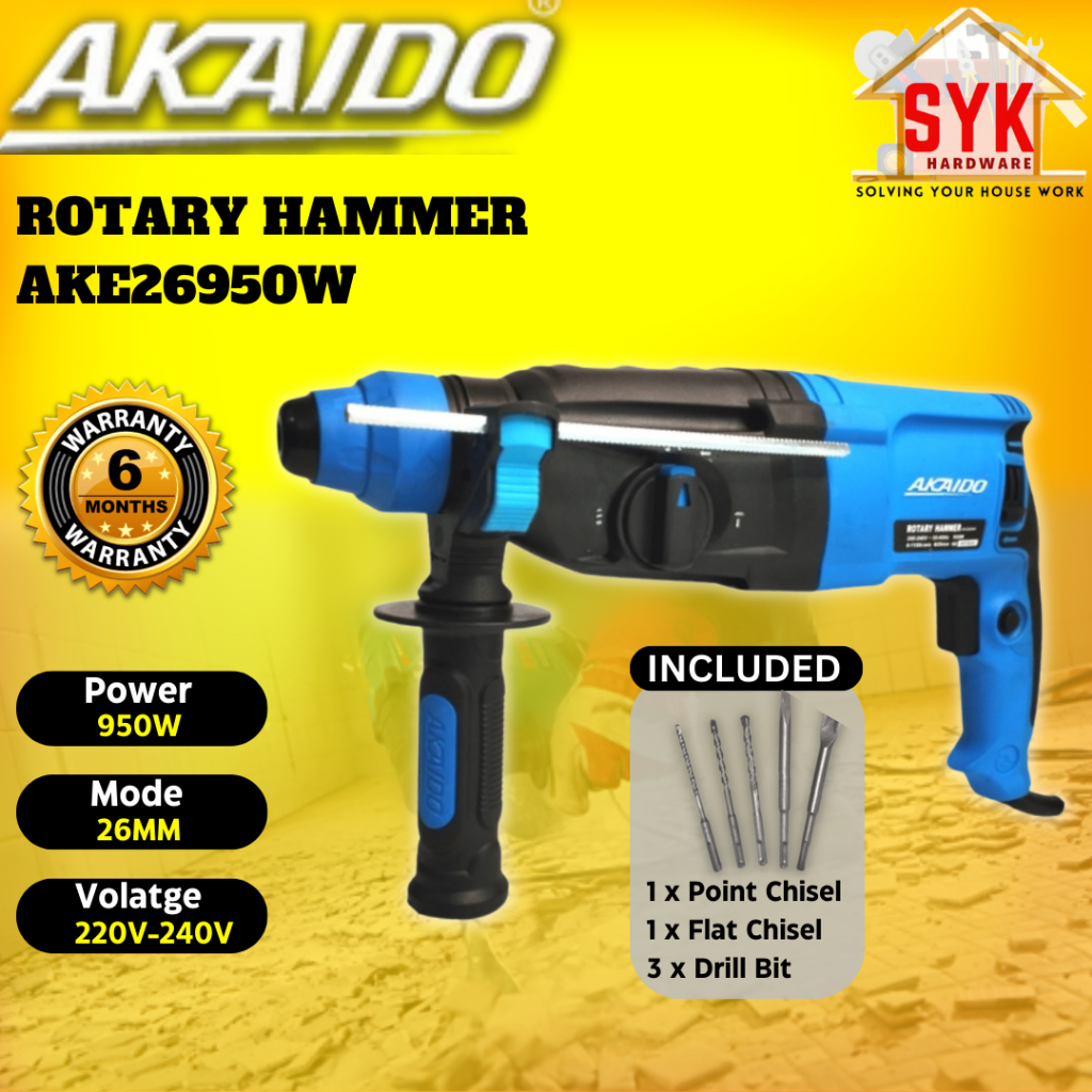 SYK Akaido AKE26950W Electric Rotary Hammer Drill Machine Wood Concrete ...