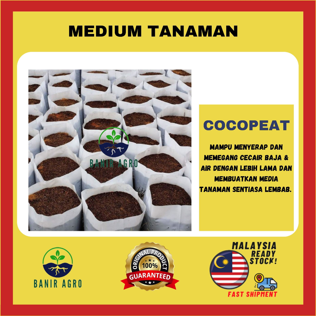 70L Cocopeat / Sabut Kelapa / 5 polybag 16 x 16 (SATU ORDER SATU GUNI ...