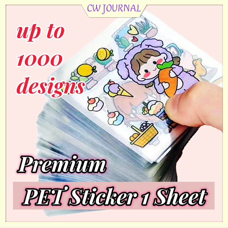 CW Journal Random 1 sheet PET Sticker Cute Cartoon Sticker Transparent ...
