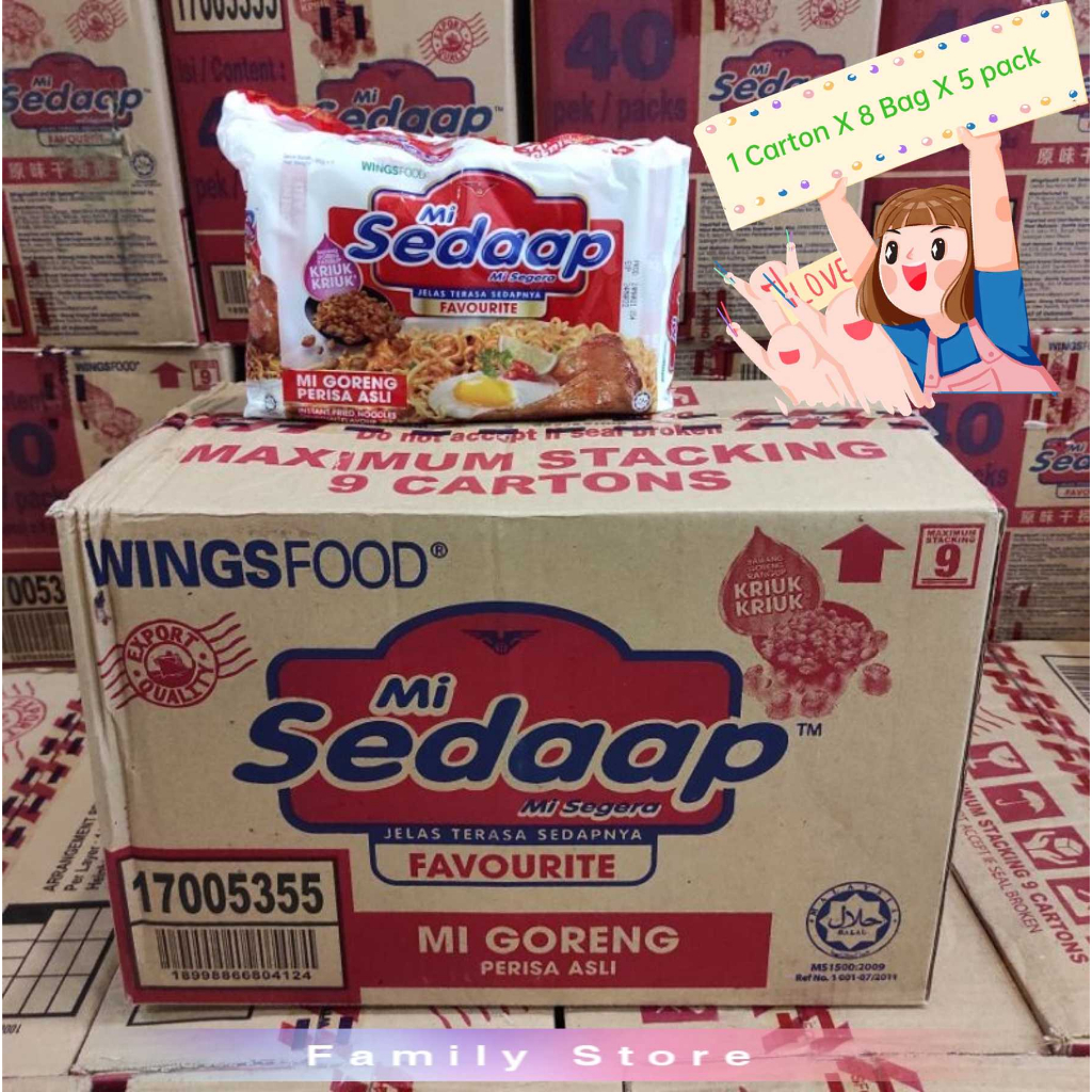 Mi Sedap Mi Goreng Perisa Asli 90g x 5 x 8 packs/Carton | Shopee Malaysia