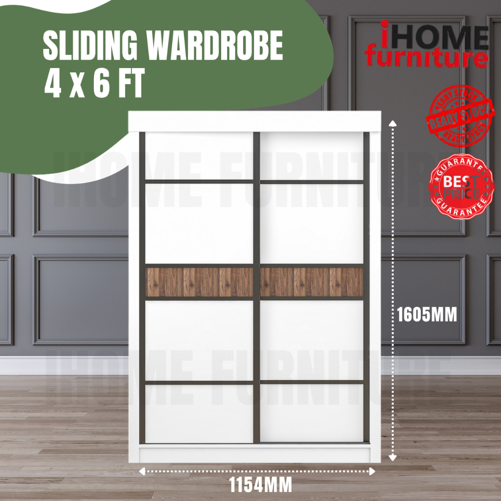 iHOME SABAH FURNITURE 🔥READY STOCK🔥 4x6FT Sliding Wardrobe Almari baju ...