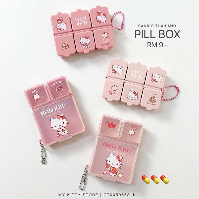 Moshi Moshi Thailand X Sanrio Hello Kitty 3 Pocket Pill Box Tablet Case ...