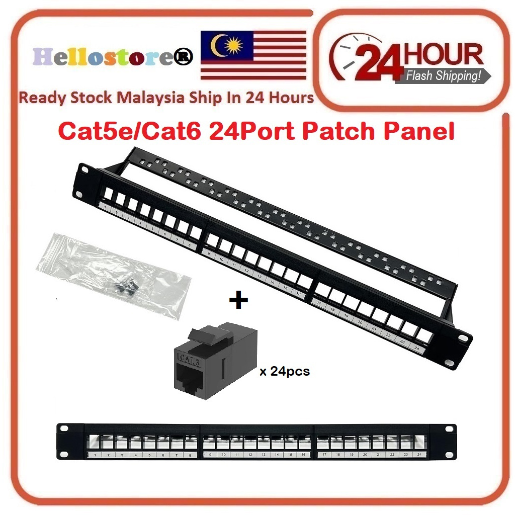 Cat5/Cat6 24 Port Blank Keystone Patch Panel - 19" Metal Rackmount ...