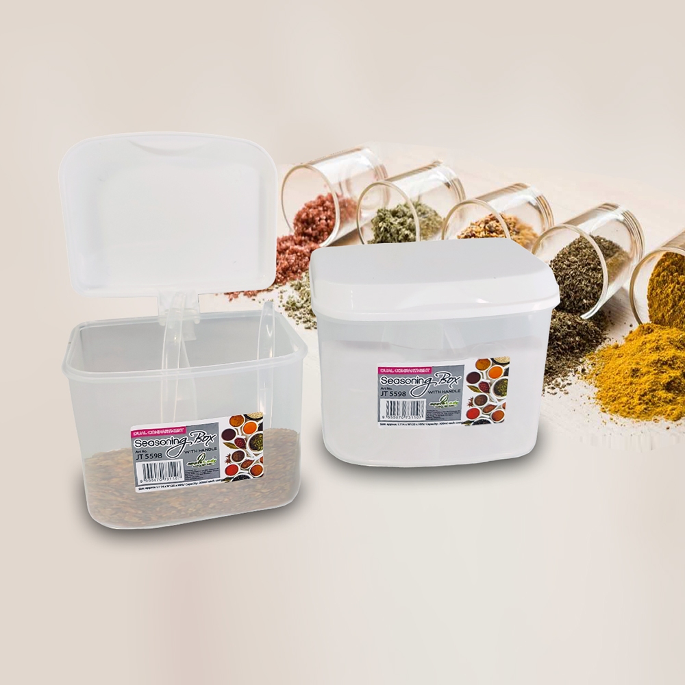 2 Compartment Kitchen Seasoning Spices Condiment Box Container Keeper ...