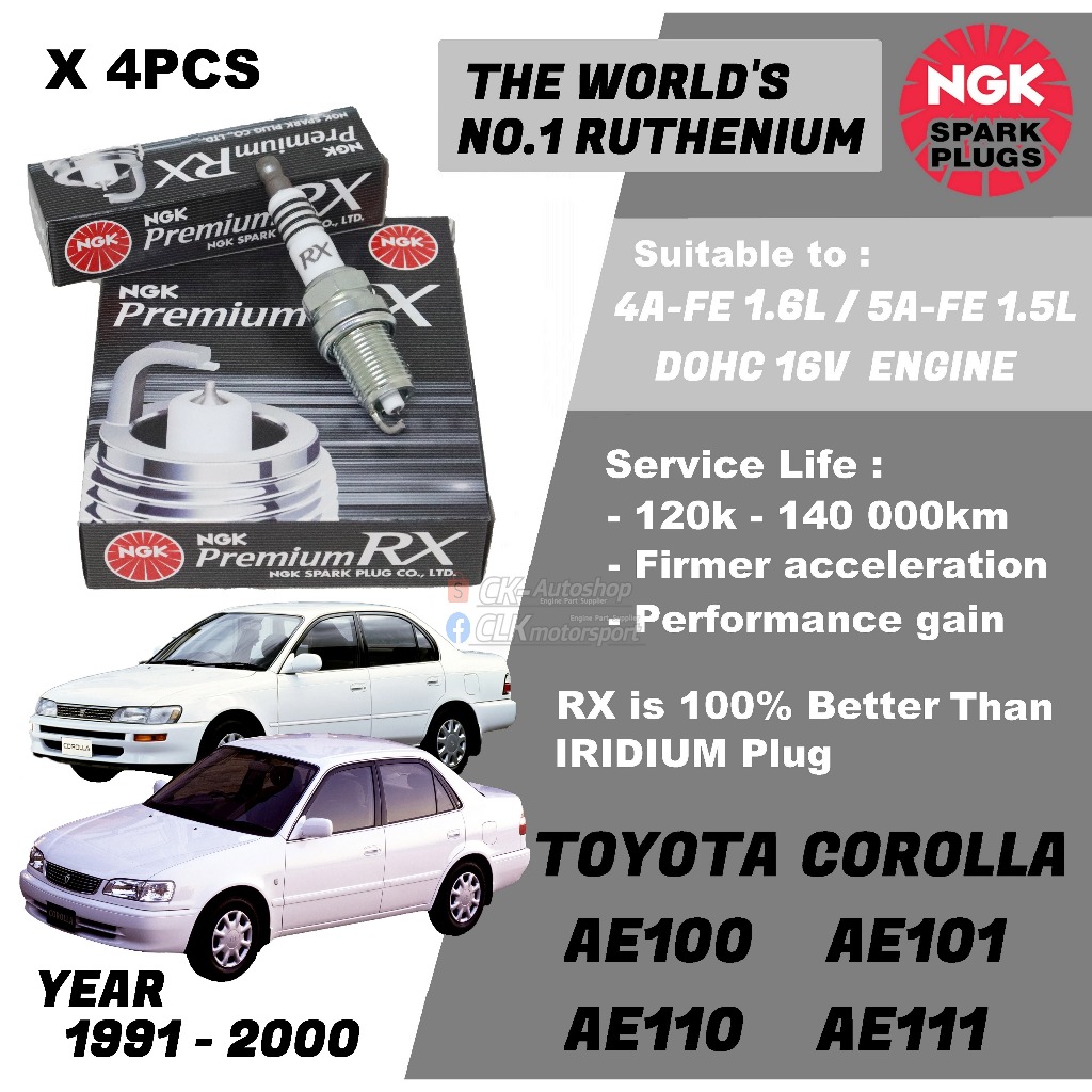 NGK Premium RX Spark Plug - Toyota Corolla AE100 AE110 AE101 AE111 1.5L ...