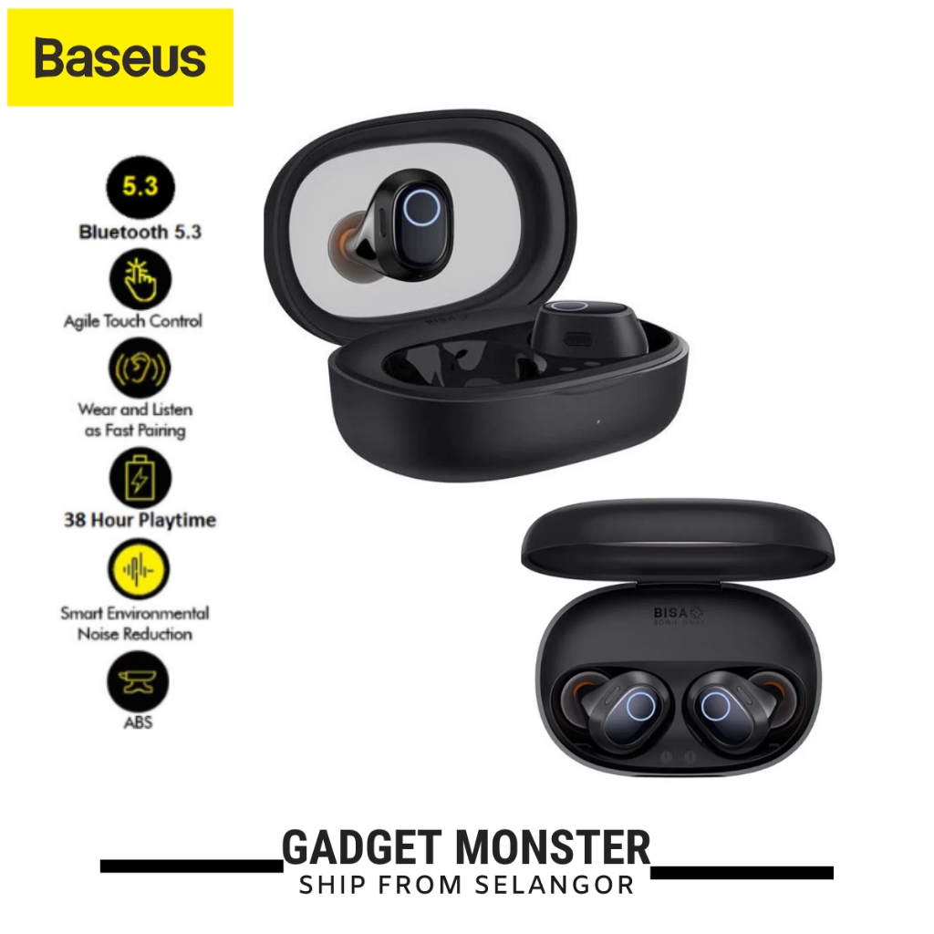 Baseus WM03 Bluetooth Earphone Low Latency Gaming Earphone Long Battery ...