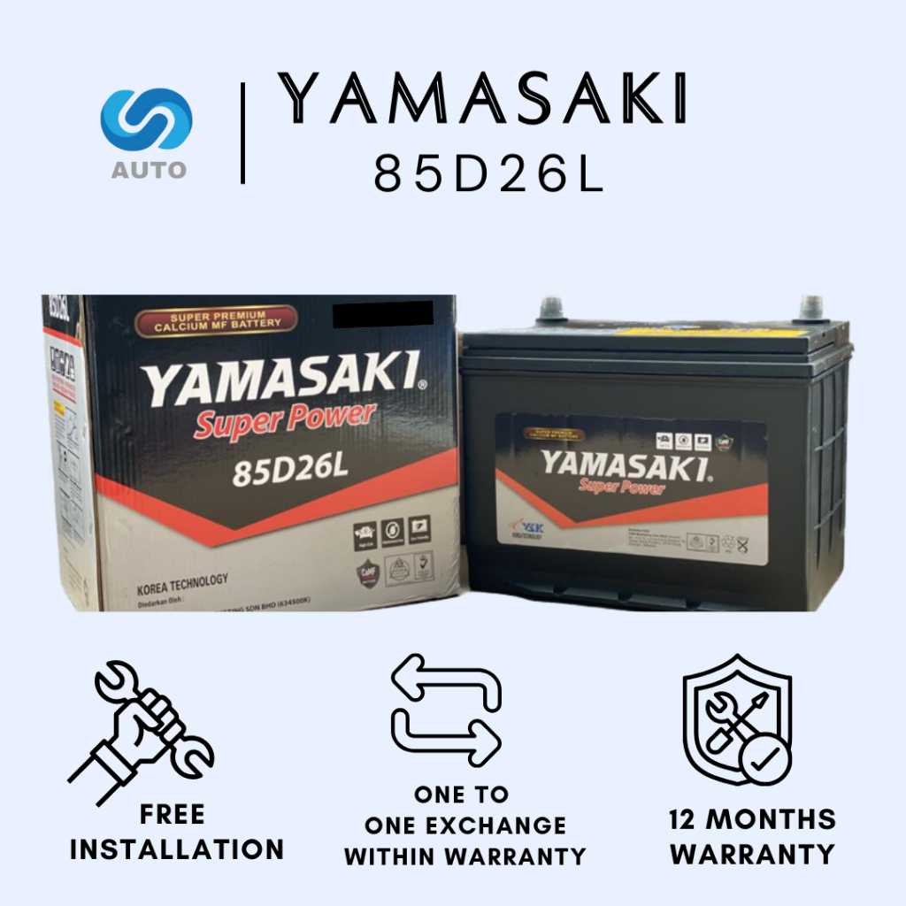 Yamasaki 85D26R/85D26L Car Battery [Made in Malaysia] | Shopee Malaysia