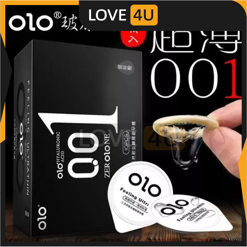 LOVE4U OLO 001 Condom Classic Ultra Thin Anatomic Long Lasting Dotted Hyaluronic Acid 10pcs/Box ...