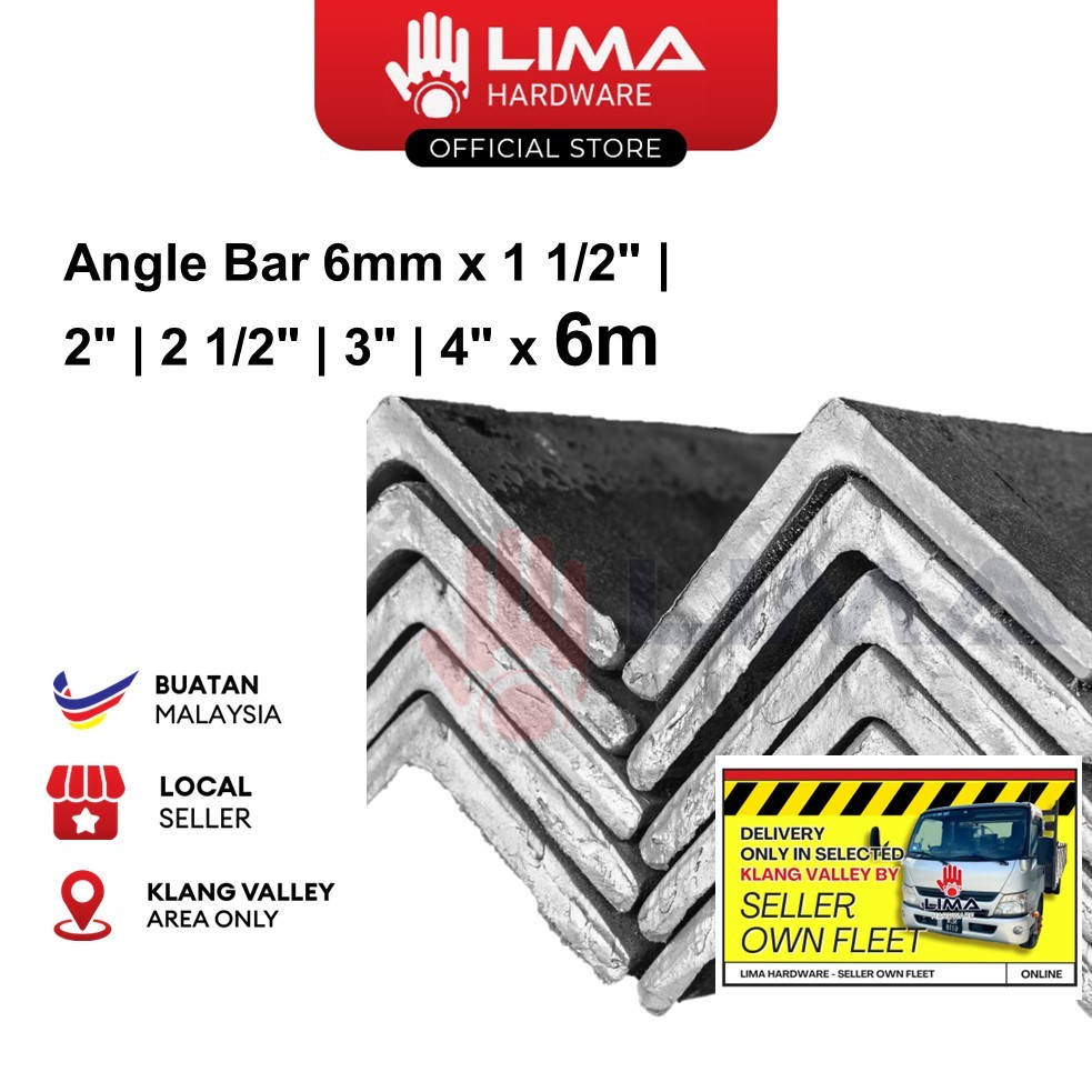 6M Angle Bar, Bar Angle Besi 6mm x 1 1/2Inch | 2Inch | 2 1/2Inch ...