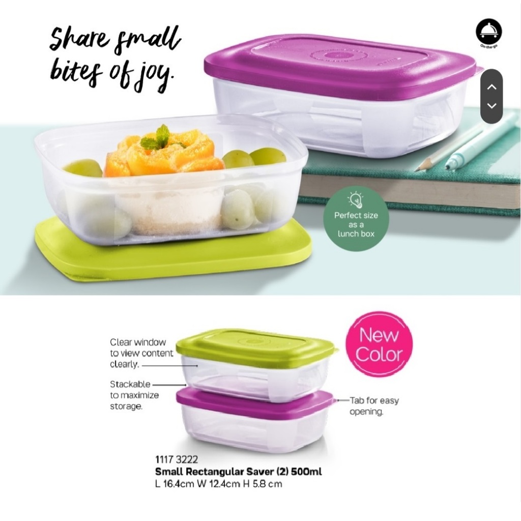 Tupperware Small Rectangular Saver (2) 500ml | Shopee Malaysia