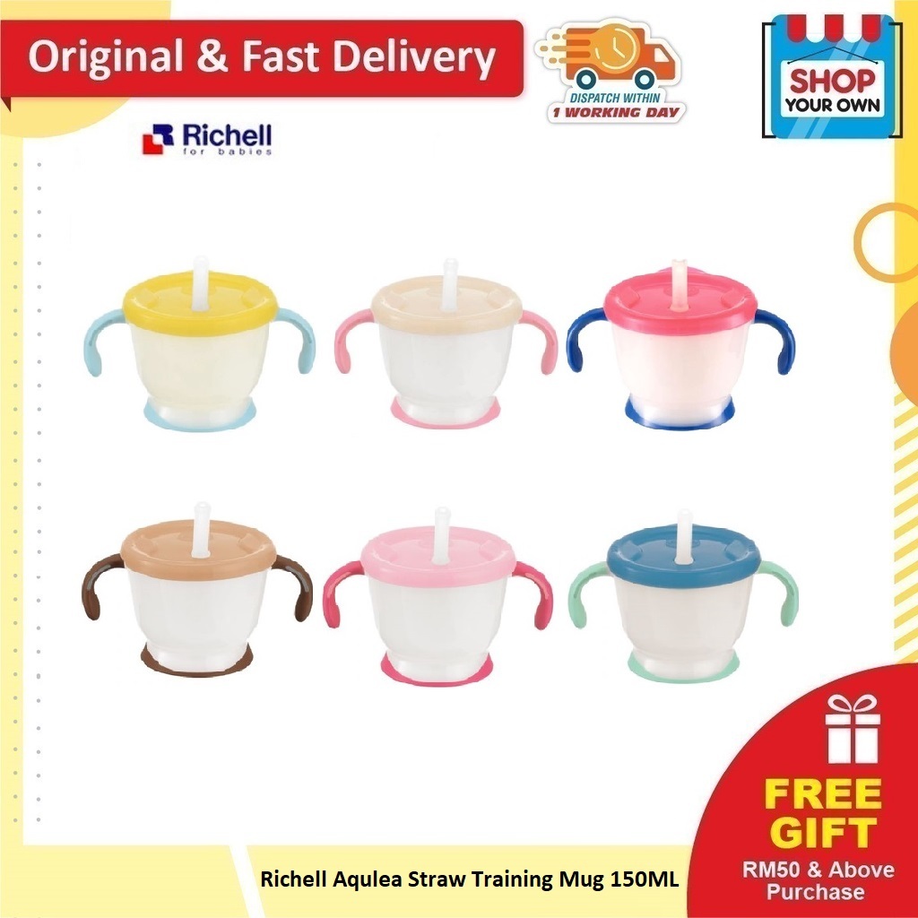 Richell Aqulea Straw Training Mug 150ML | Shopee Malaysia