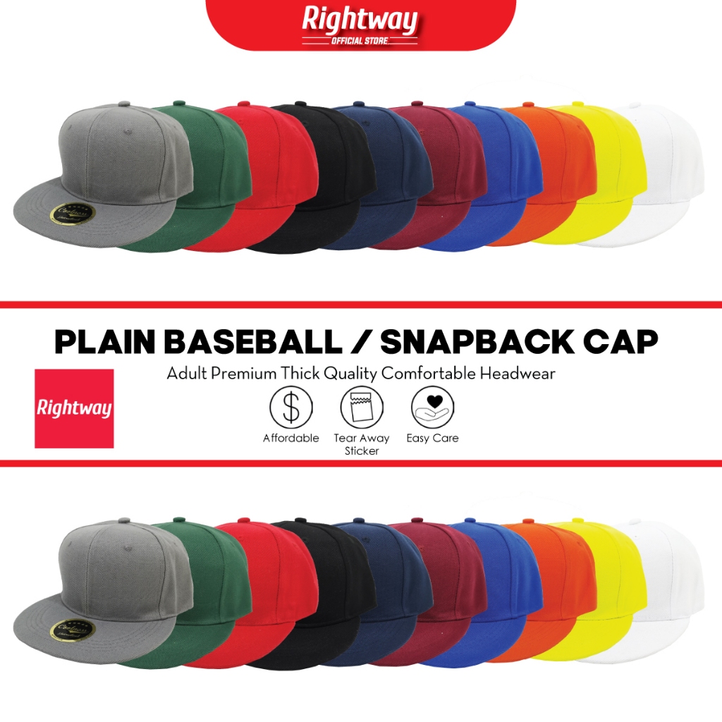 RIGHTWAY Adult Premium Thick Plain Acrylic Twill Baseball Cap H6 ...