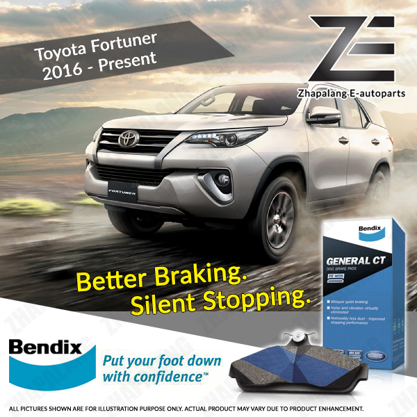 BENDIX GCT Toyota Fortuner 2.4 VRZ 2.7 GRZ 2.8 VRZ 2016 - ON Front Brake Pad DB2380 (General CT ...