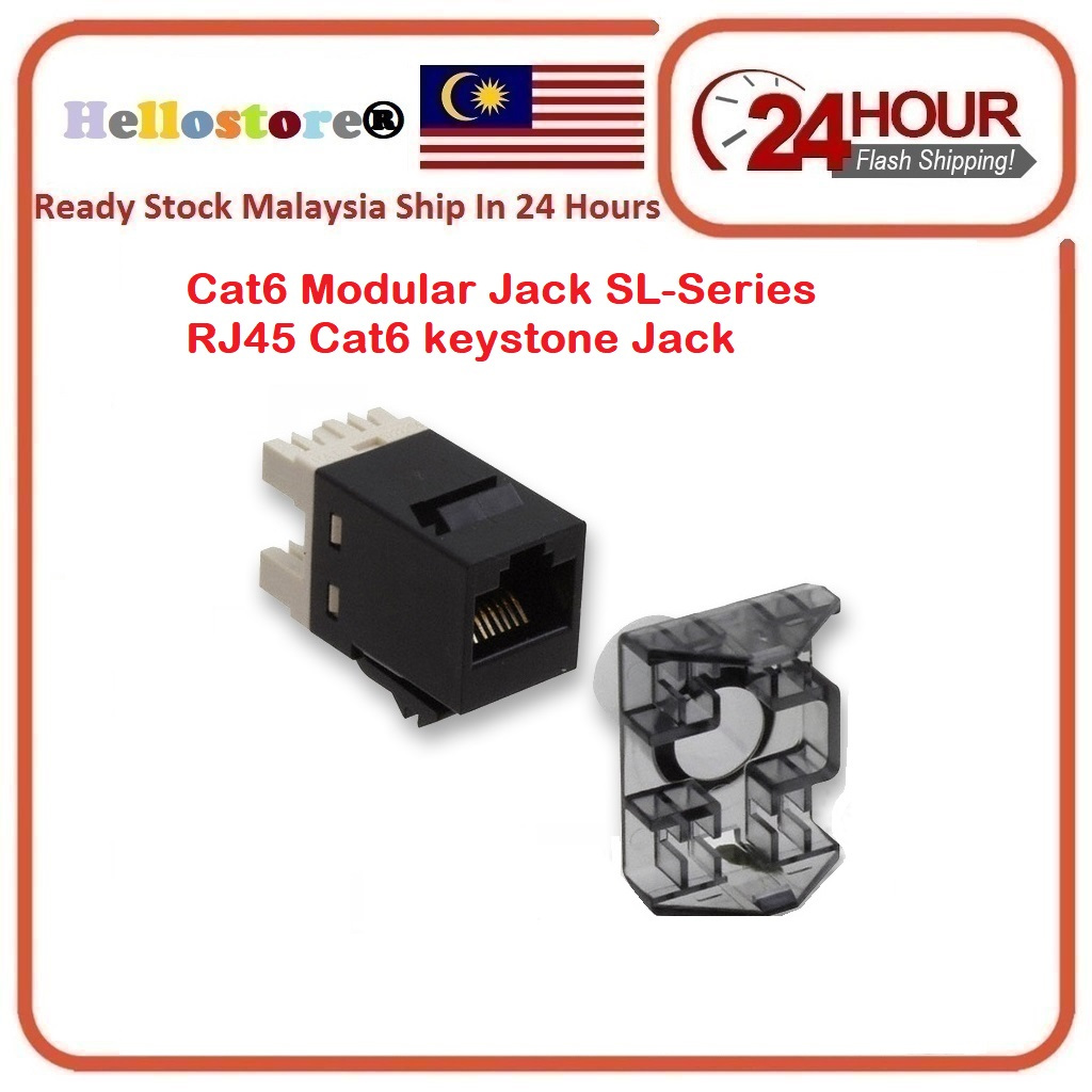 Cat6 Modular Jack SL-Series RJ45 Cat6 keystone Jack Black | Shopee Malaysia