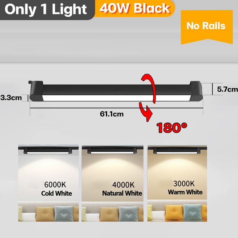 LED Track Light Magnetic Lampu spotlight 12W 20W 30W 40W Complete Set ...