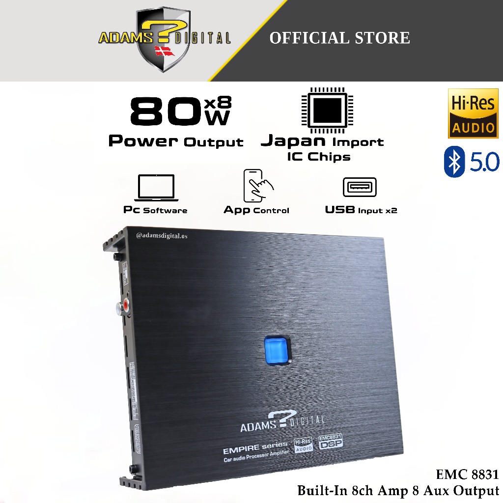 Adams Digital DSP 4 In 8 Out Built in 8 Channel Amplifier 31 Band EQ Hi-Res Plug n Play DSP ...