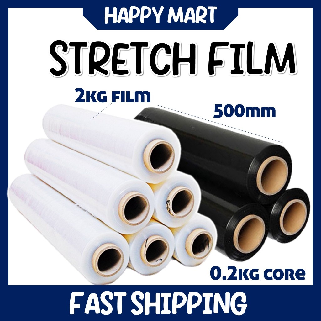 Stretch Film 500mm x 2.2kg x Core 0.2kg x 23micron Black Clear ...