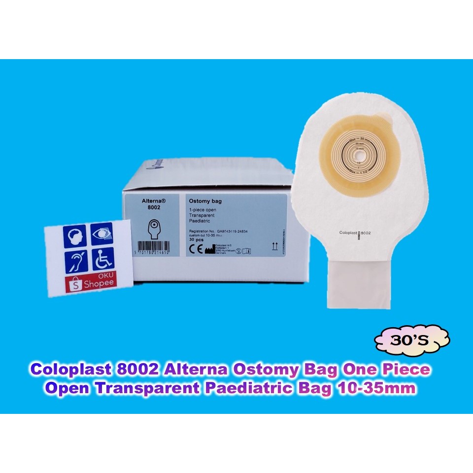 Coloplast 8002 Alterna Ostomy Bag One Piece Open Transparent Paediatric ...