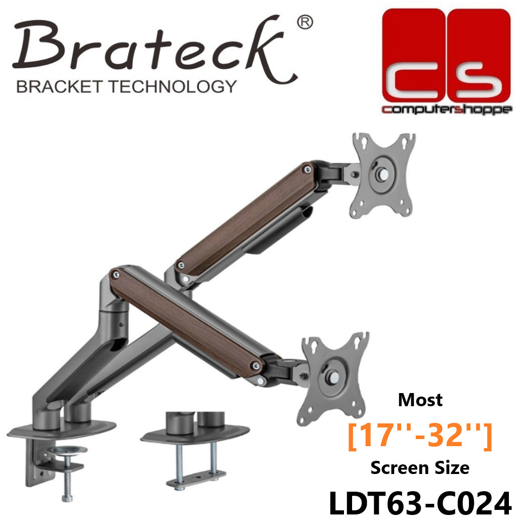 Brateck Dual Monitor Economical Spring-Assisted Monitor Arm - LDT63 ...