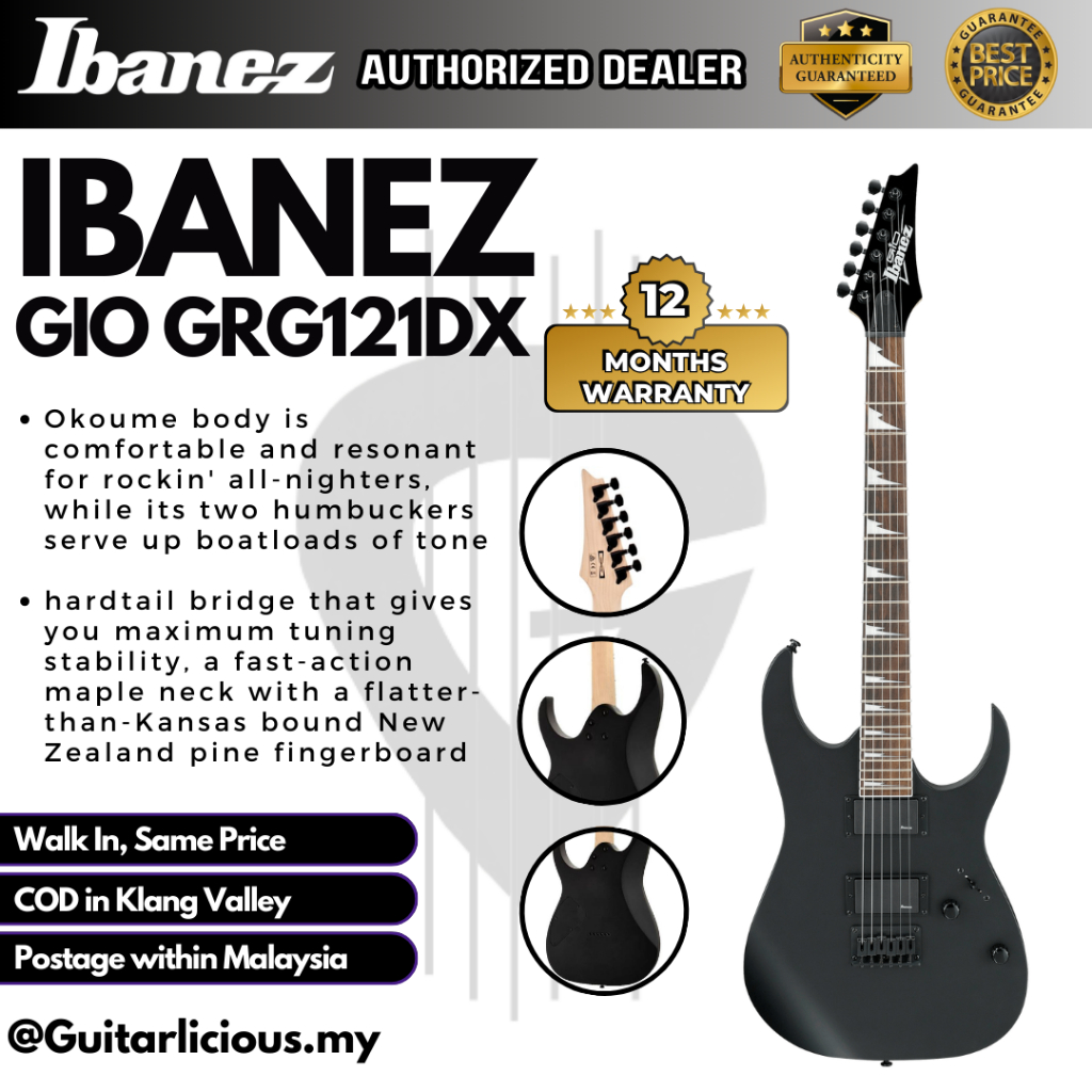 Ibanez GIO GRG121DX Electric Guitar with HH Humbucker Pick up - Black ...