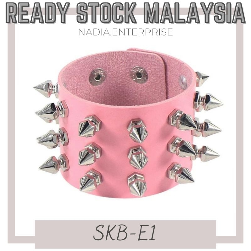 🇲🇾 GELANG Leather Wristband bracelet cuff gothic punk metal armbands ...