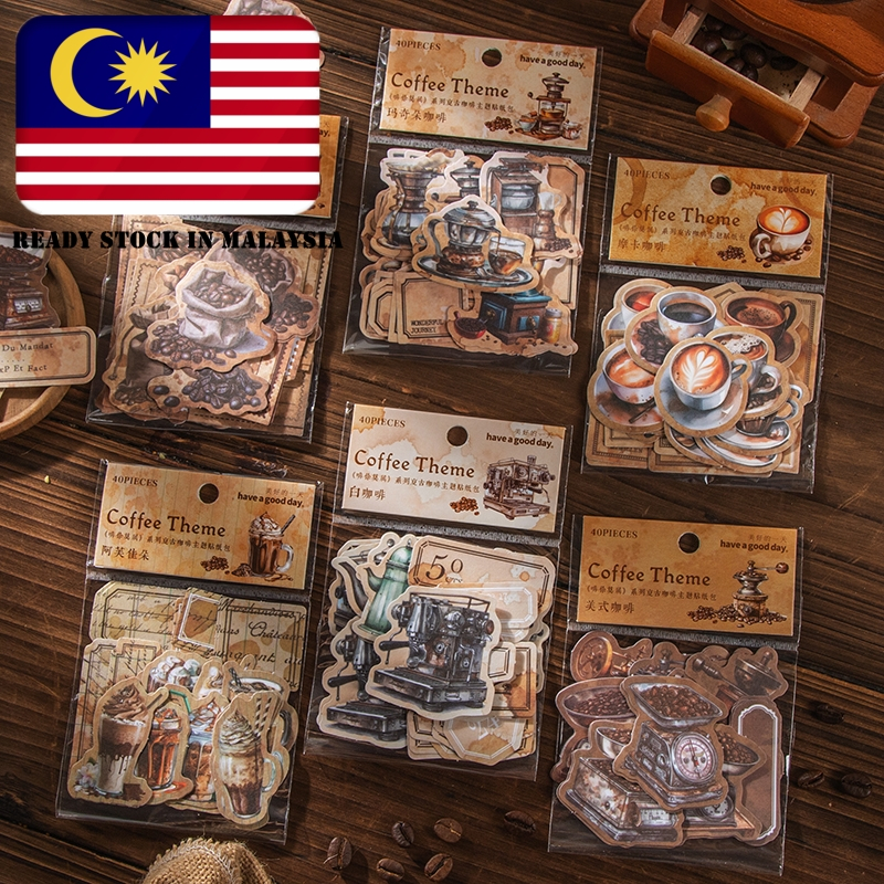 *JUN DEALS* Vintage Coffee Theme Beverages Tags Deco Stickers DIY ...