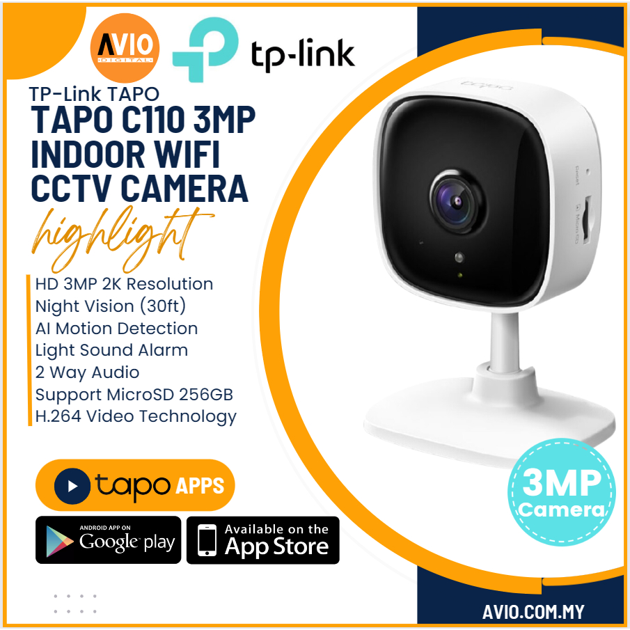 TP-LINK Tplink Wifi Wireless 3MP Night Vision Ip Network Indoor CCTV Camera Mic Speaker Tapo ...