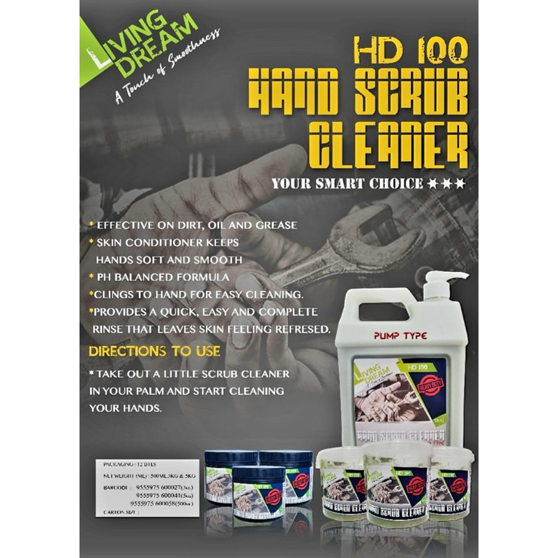 HAND SCRUB 500 gm/5kg KOTORAN MINYAK, GRASE ISTERI TAK SUKA TENGOK TANGAN BOSS KOTOR DAN KASAR ...