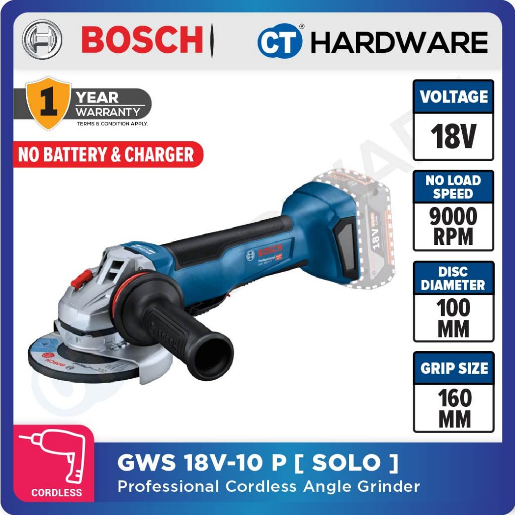 BOSCH GWS 18V-10 P PROFESSIONAL CORDLESS ANGLE GRINDER 18V PADDLE SWITCH [ GWS18V10P ] | Shopee ...