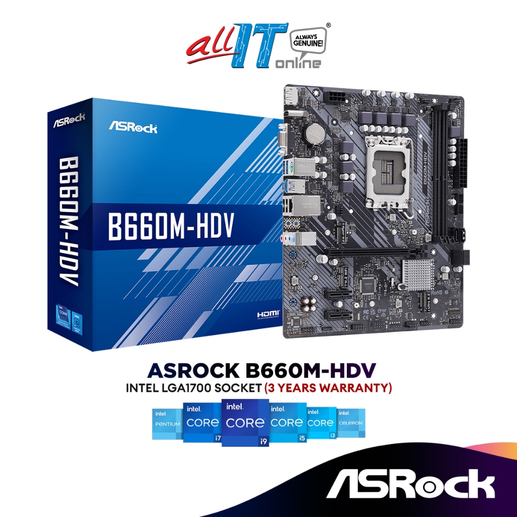 Asrock B660M-HDV Micro ATX (mATX) Intel Motherbaord | Intel LGA1700 ...