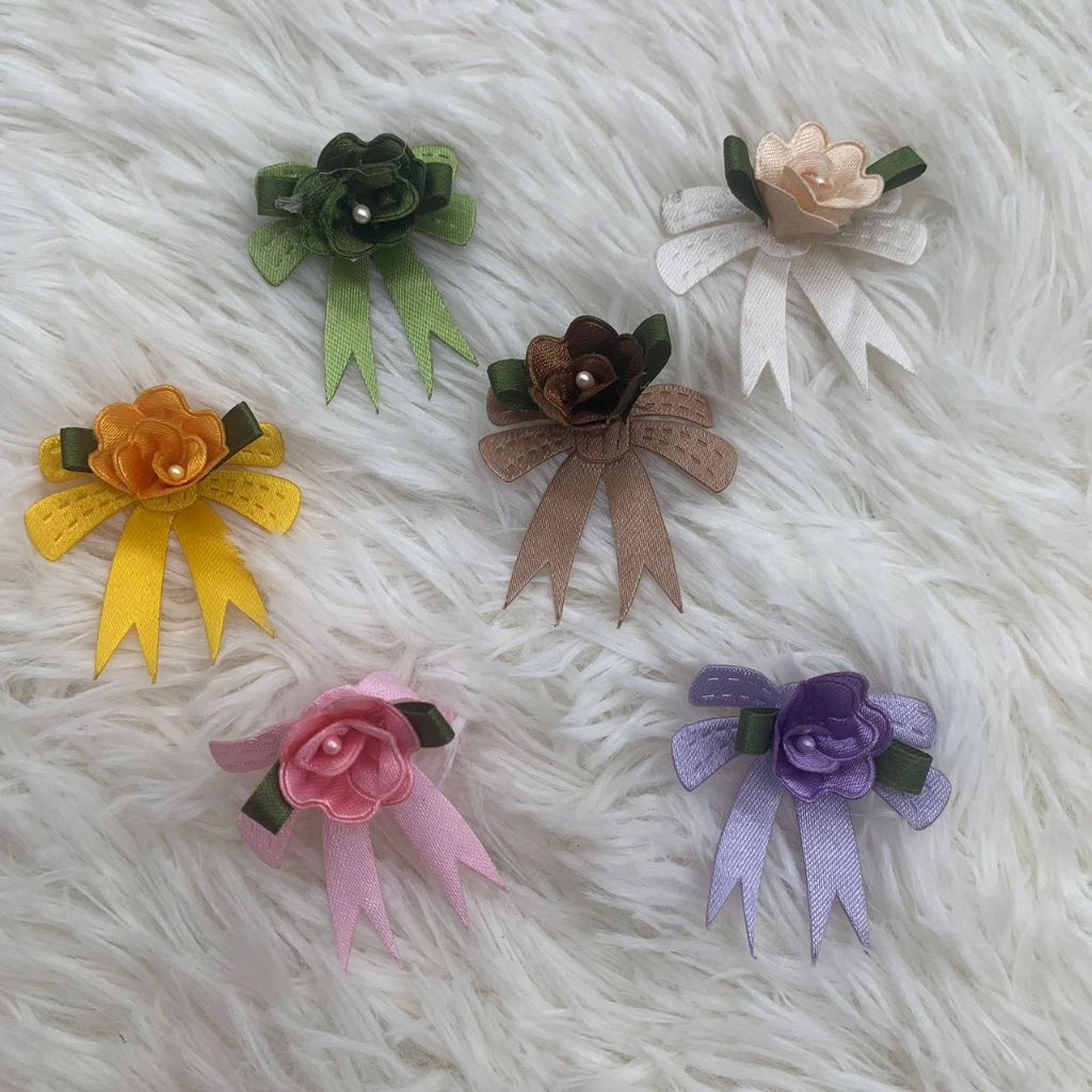 [Ready Stock] 4CM Mini Ribbon Flower Deco/Bunga Rozek/Bunga Kecil DIY ...