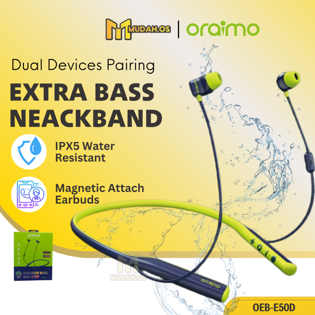 ORAIMO Wireless Neckband Earphone For Sports OEB-E50D Bluetooth Jogging ...
