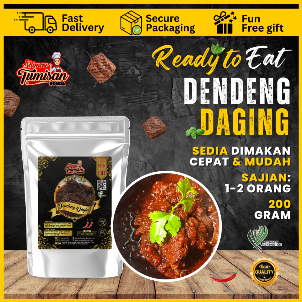 Dendeng Daging RTE Ready to Eat Shimaz Tumisan Bonda. 200g. Travel pack ...