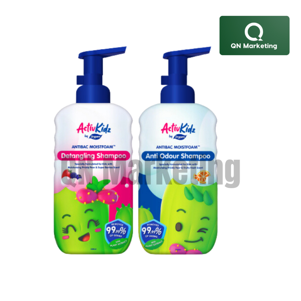 Drypers ActivKidz AntiBac Moistfoam (Detangling Shampoo)/(Anti Odour ...