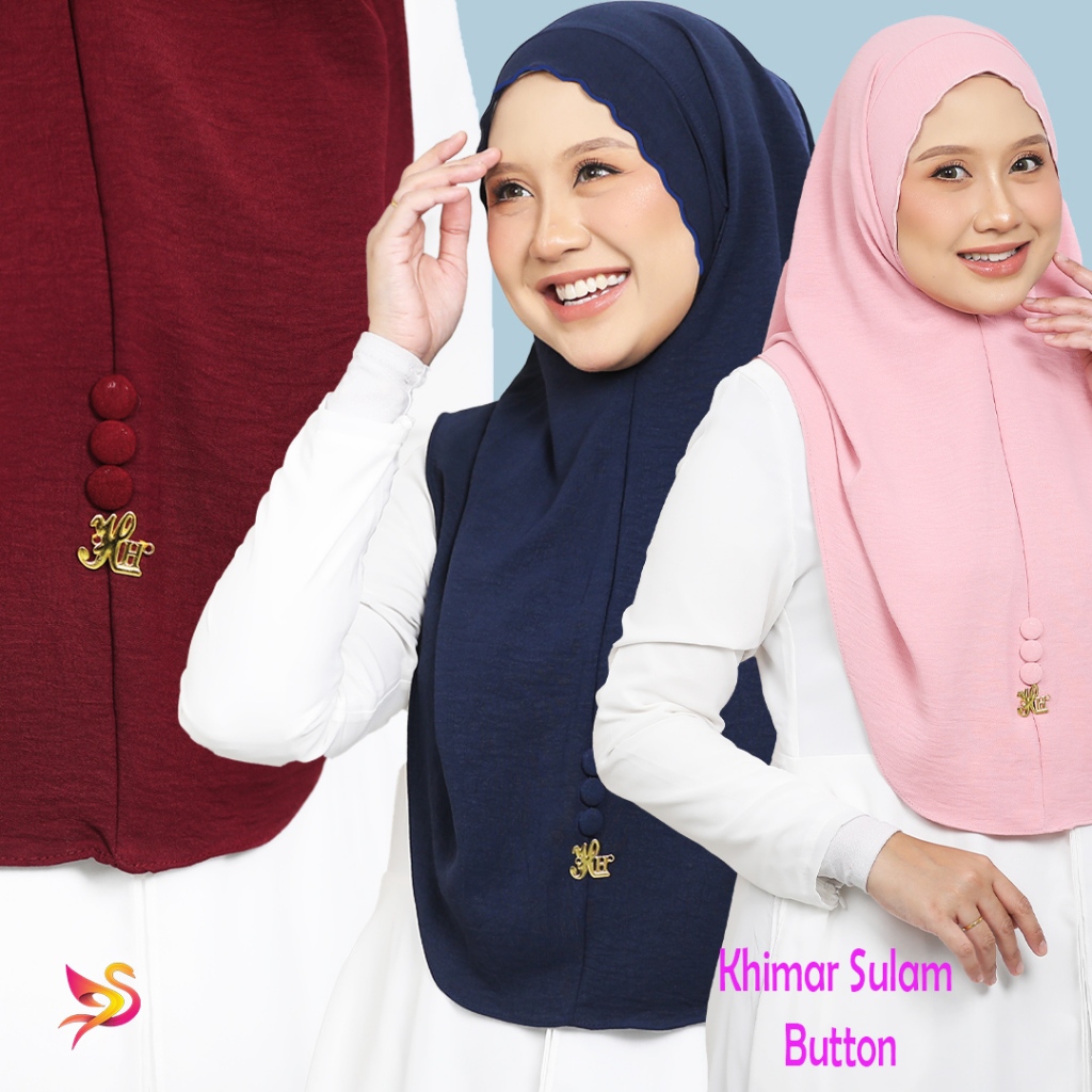Khimar Sulam Bertali + Button | cey Iron Less | Tudung Khimar Sulam ...