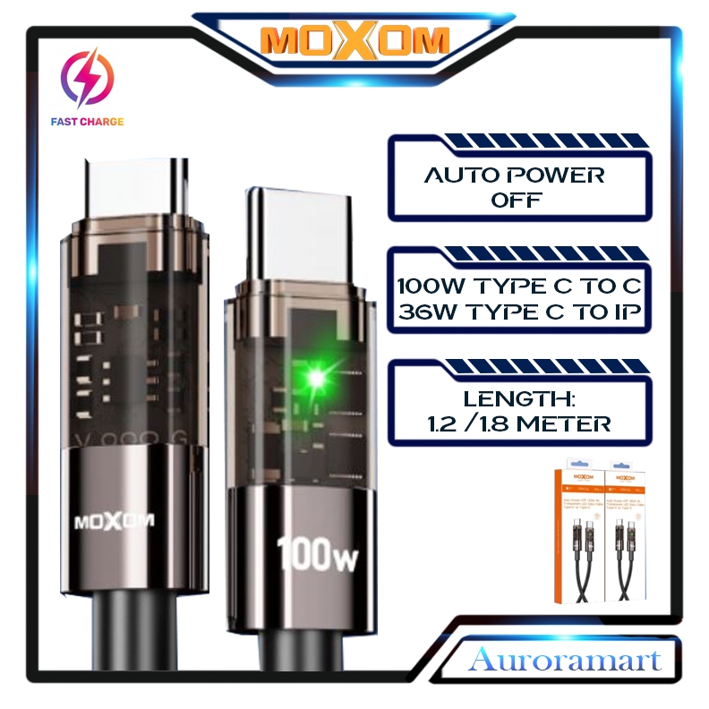 Original Moxom 100W PD Auto Power Off Led Data Cable Type C To Type C ...
