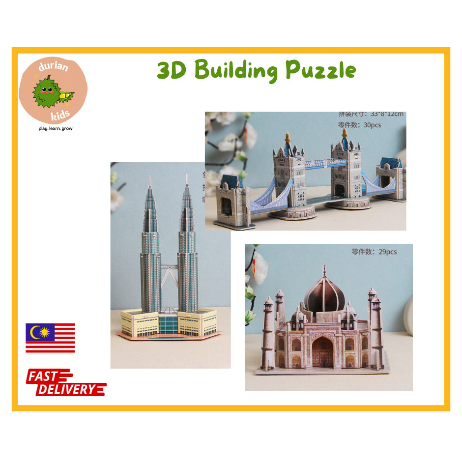 3D Puzzle Building Jingsaw for kids/ KLCC 3D Puzzle Educational Toys/ 3D Building Educational ...