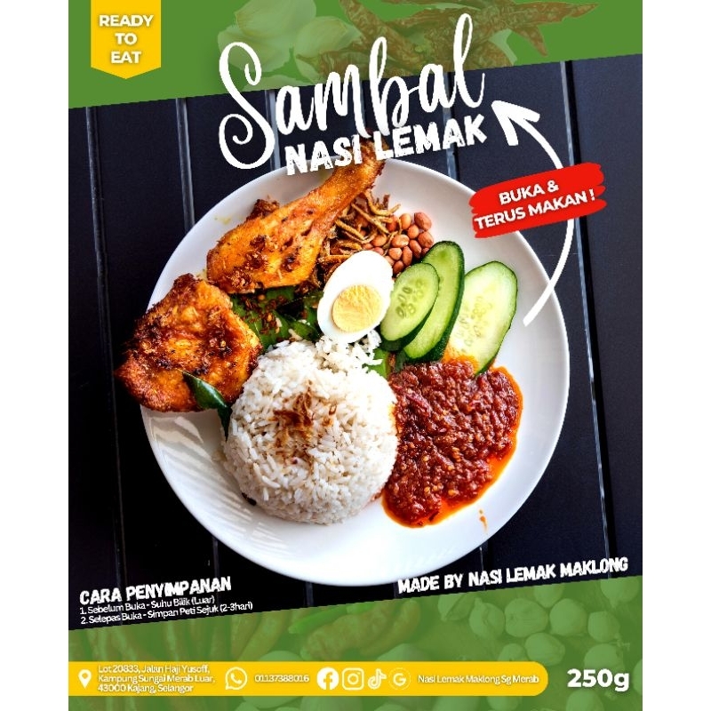 Sambal Nasi Lemak (Ready-To-Eat) 250g by Nasi Lemak Maklong Sg Merab | Shopee Malaysia
