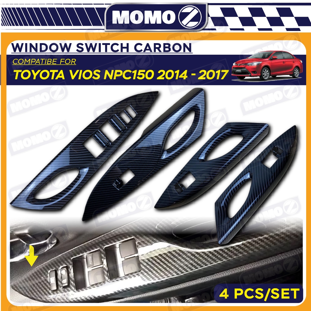 Car Toyota Vios NPC150 2014 - 2017 carbon fiber window switch panel ...
