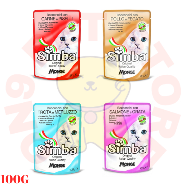 SIMBA CAT Pouch 100G Wet Cat Food/ Makanan Kucing Basah/ Pet Food ...