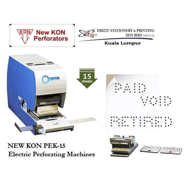 NEW KON PEK-15 Electric Perforator-PAID/VOID/CNCLD 15 sheets Heavy Duty ...