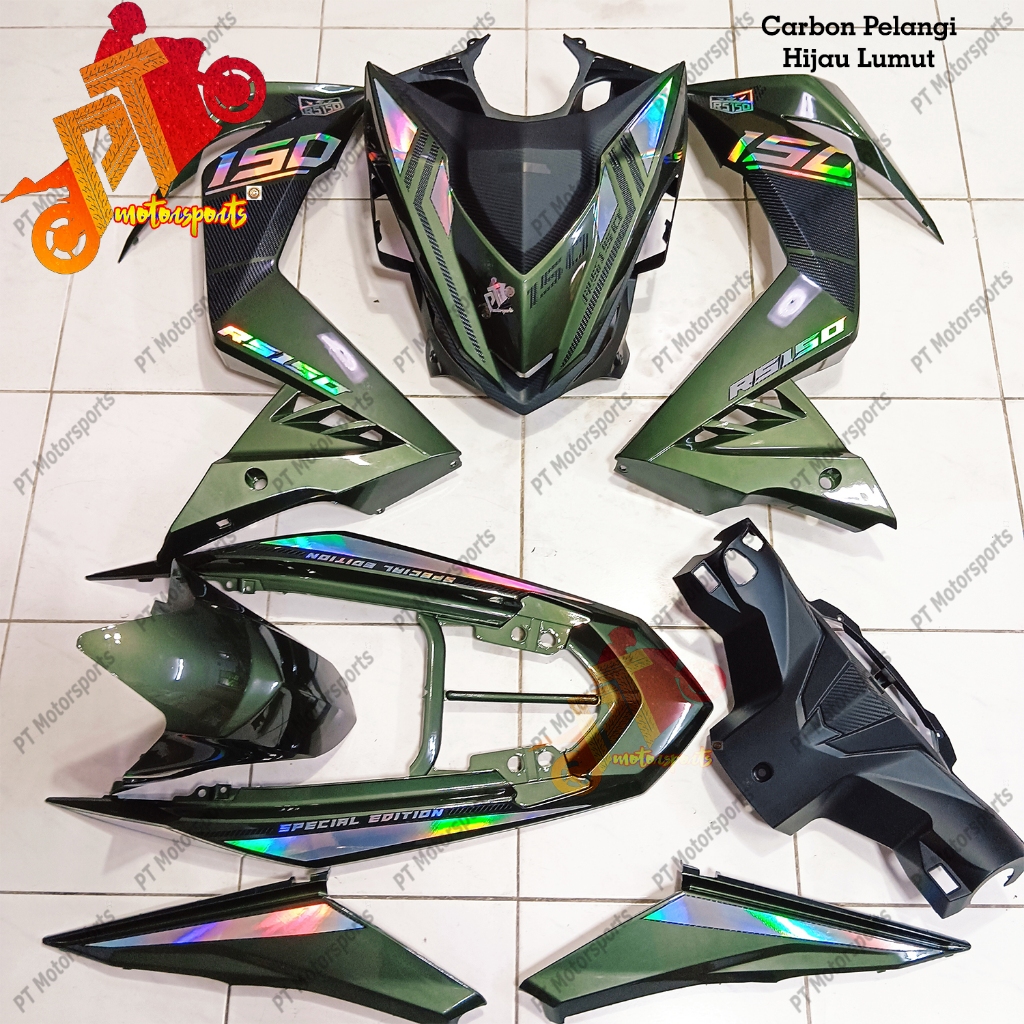 Honda Rs150 Rs 150 Cover Set Coverset Body Hijau Lumut Carbon Pelangi | Shopee Malaysia