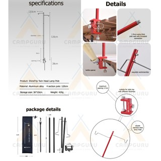 Shinetrip Portable Light Pole with Tray Outdoor Lantern Stand Camping ...