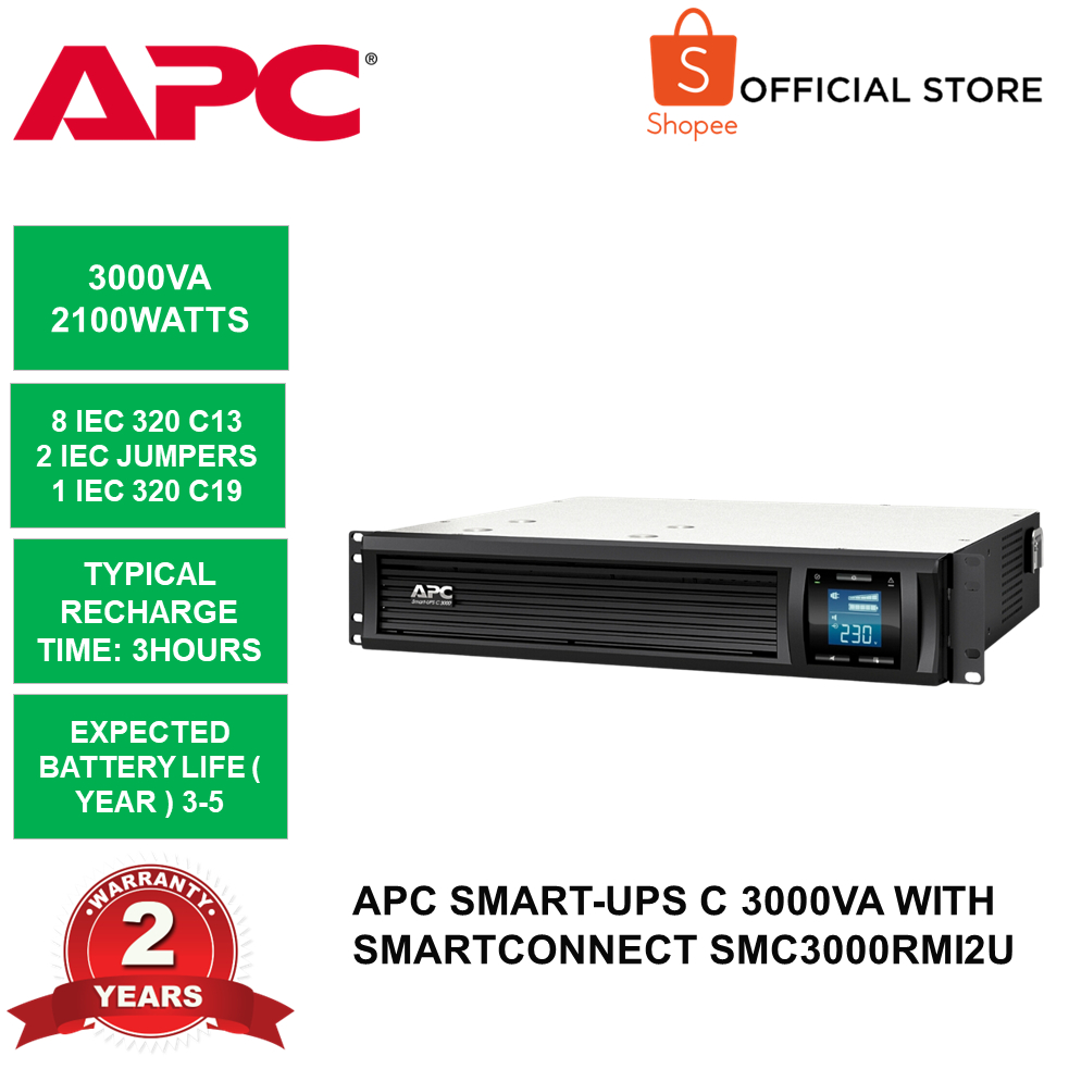 APC Smart Ups Line Interactive 3KVA Rackmount USB And Serial Communication SMC3000RMI2U | Shopee ...