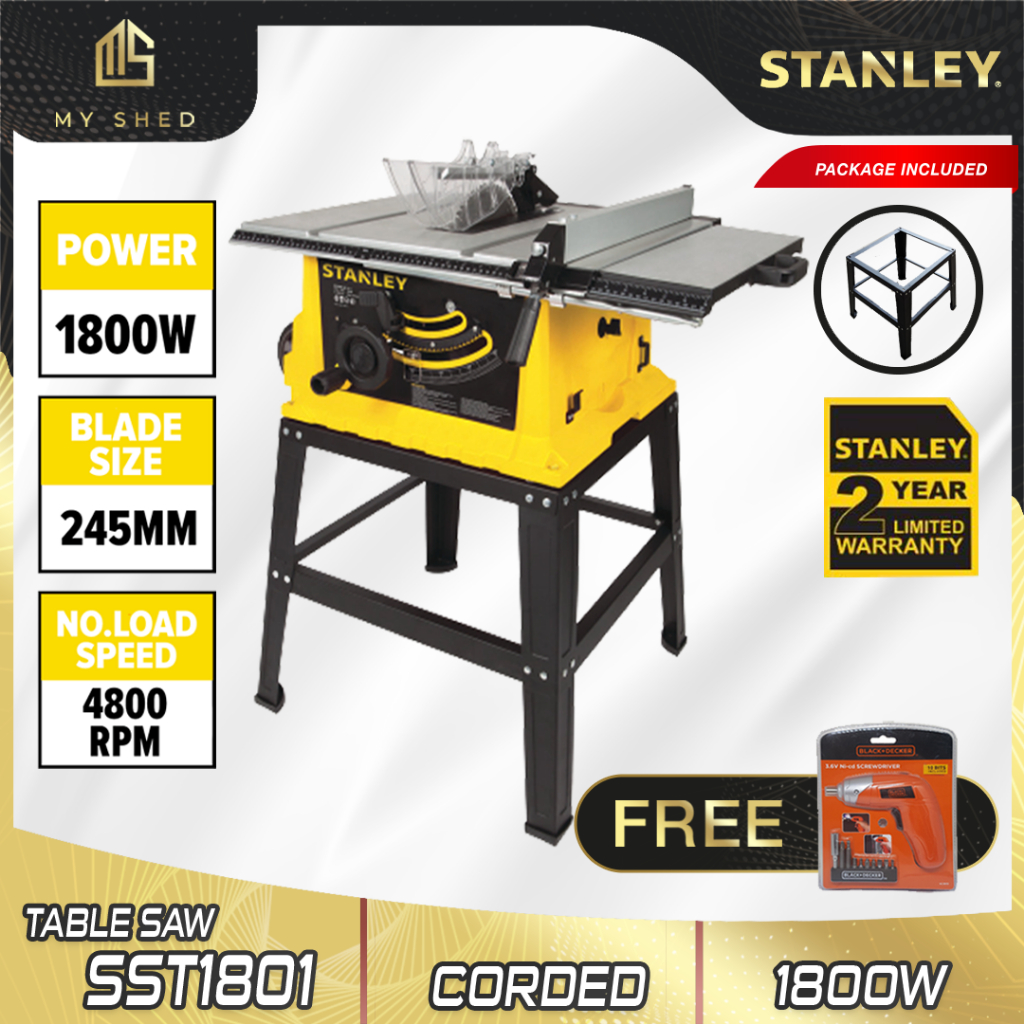 Stanley SST1801-B1 254mm ( 10" ) 1800W Table Saw ( SST1801 ) | Shopee ...