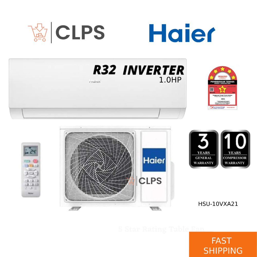 Haier 1.0HP Air Cond 5 Star /4 Star Inverter HSU-10VXA21 HSU-10VQC21 ...